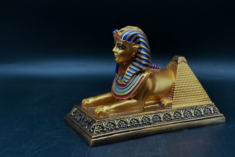 Statue of Egyptian Art Hand Painted Sphinx Pyramid Heavy Made | Etsy