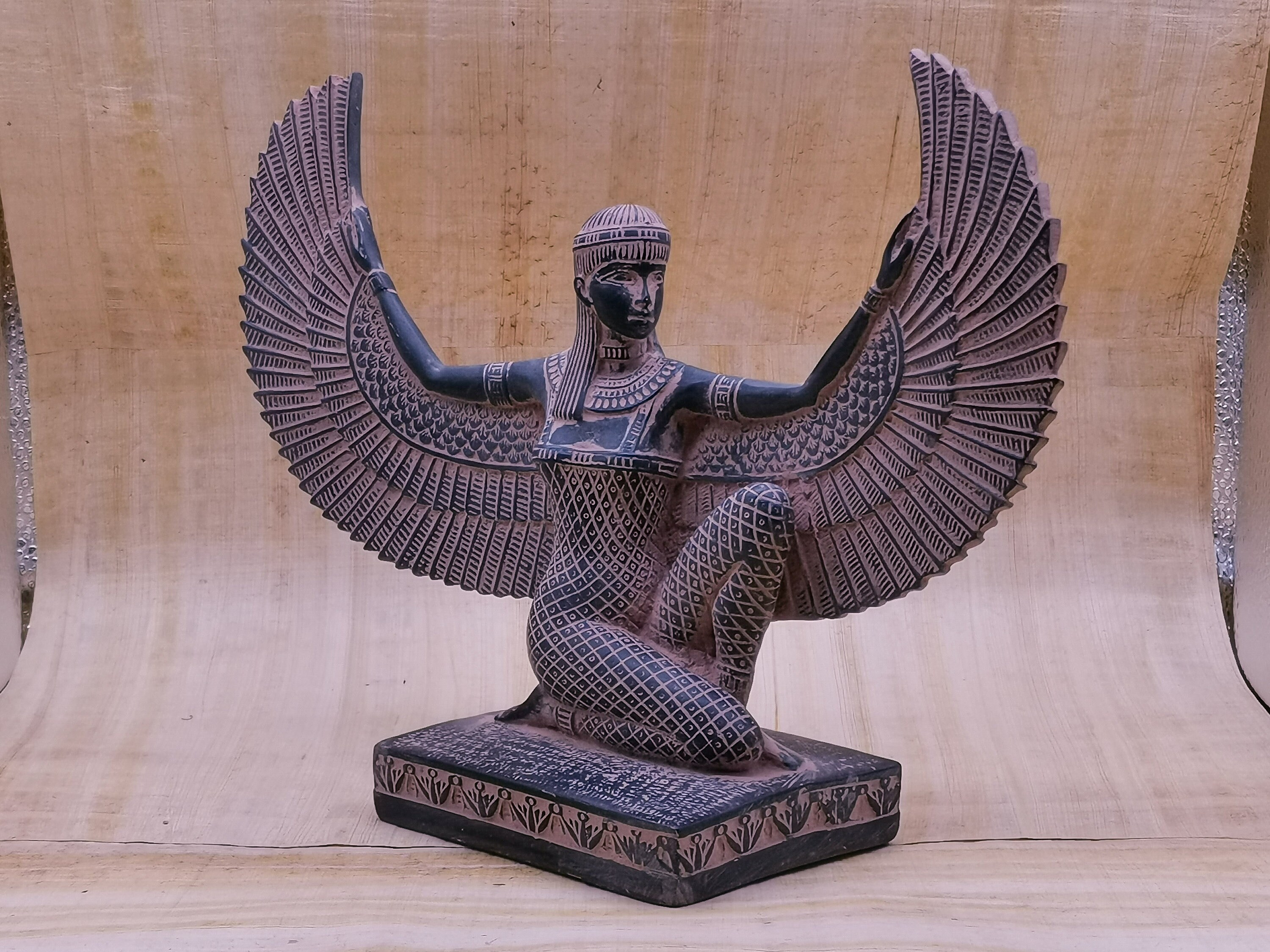 Unique Statue Goddess Isis Wings Large Solid Stone Heavy Made | Etsy