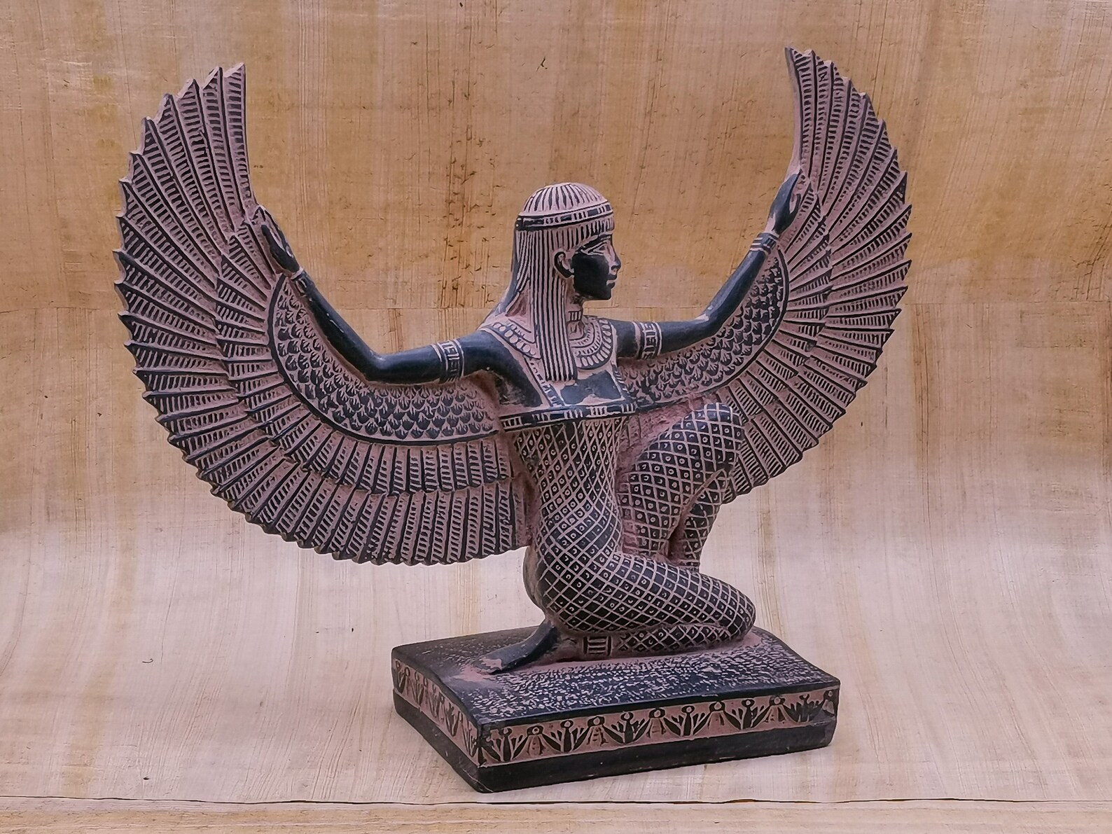 Unique Statue Goddess Isis Wings Large Solid Stone Heavy Made | Etsy