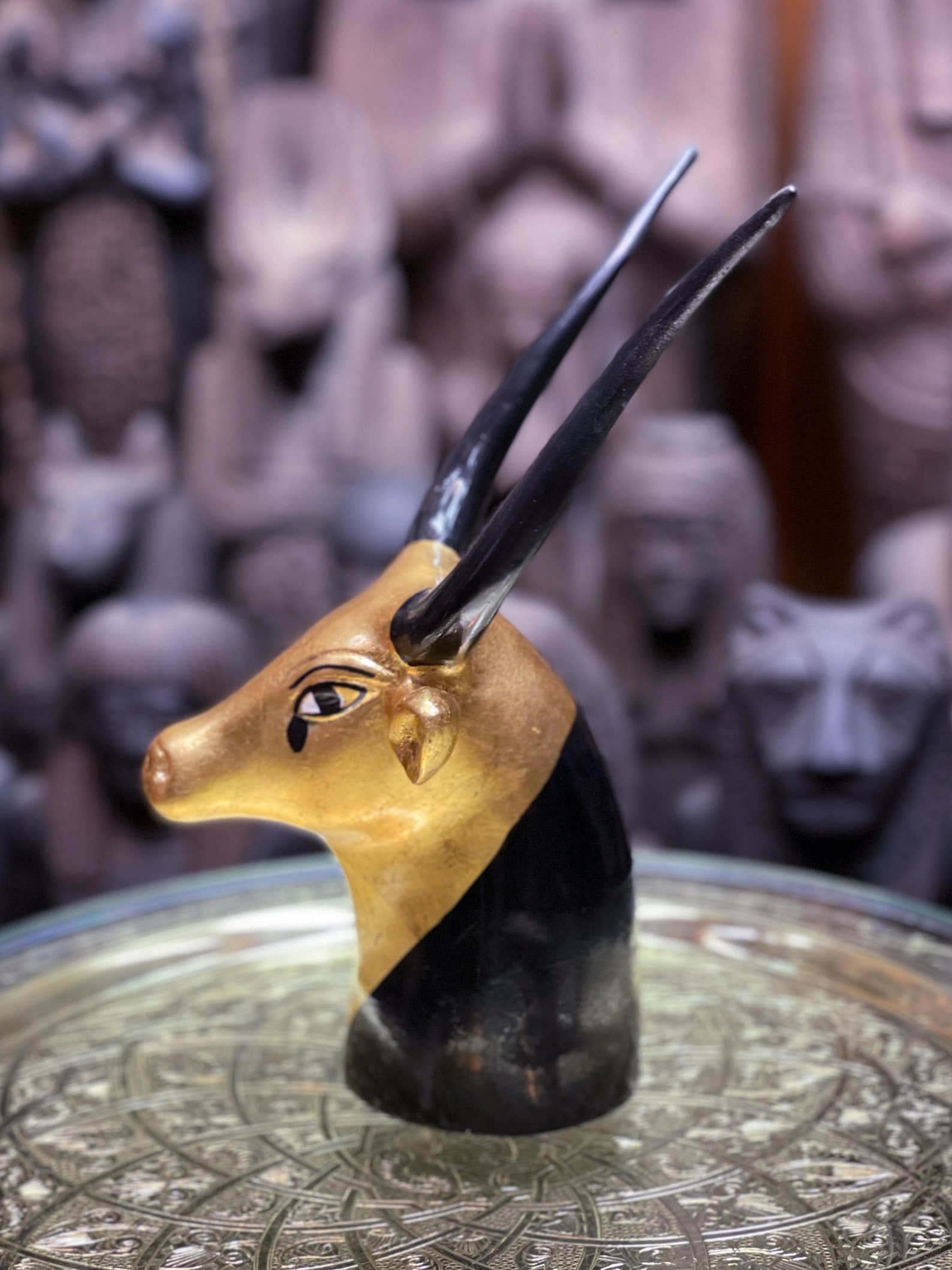 Unique Ancient Egyptian Goddess Hathor Head Golden Black Made | Etsy