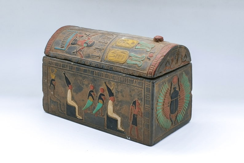 Egyptian Art Box Decorated Pharaonic Inscriptions Colored - Etsy