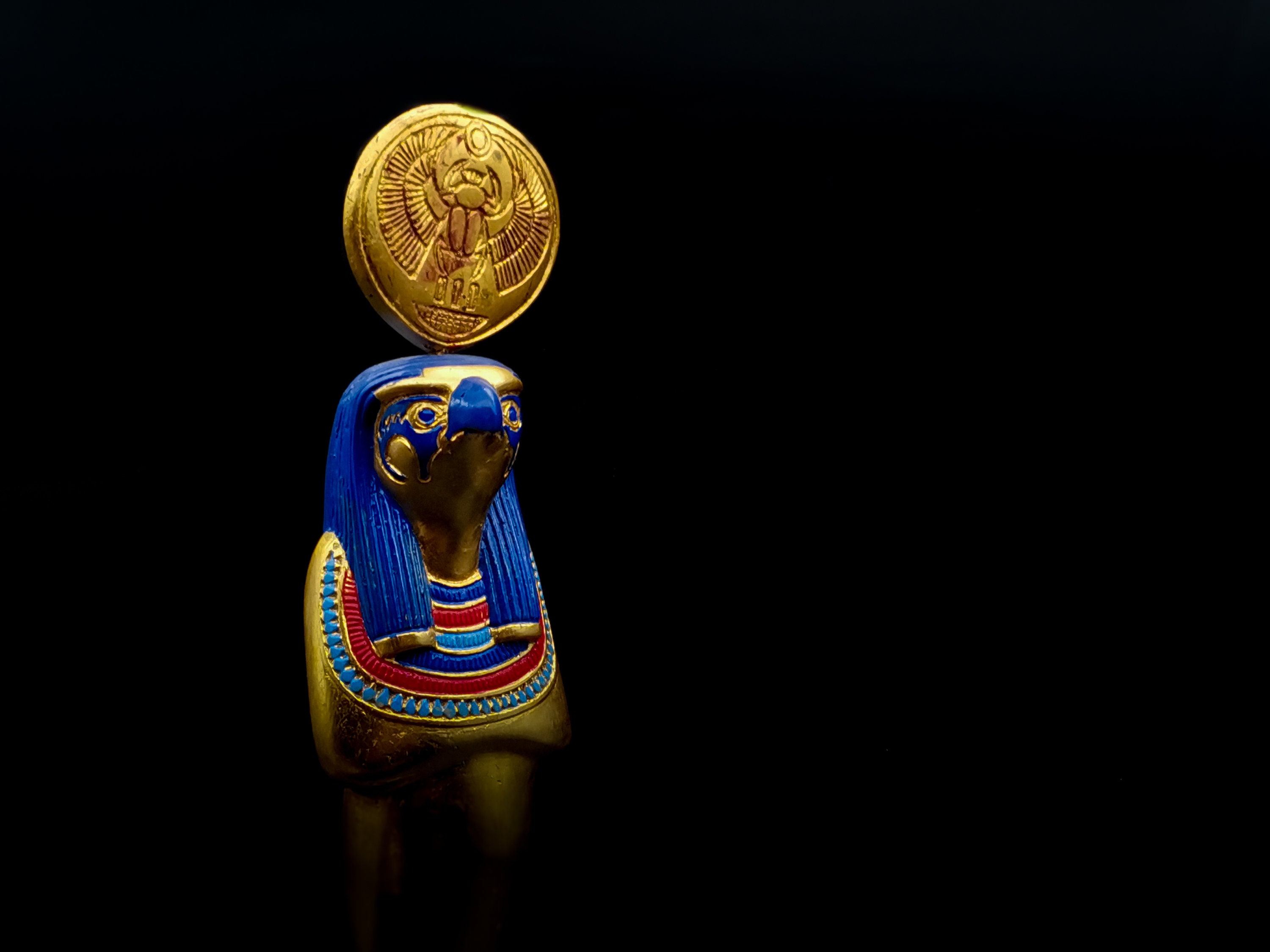 Unique statue of Egyptian God Horus gold leaf large Made in | Etsy