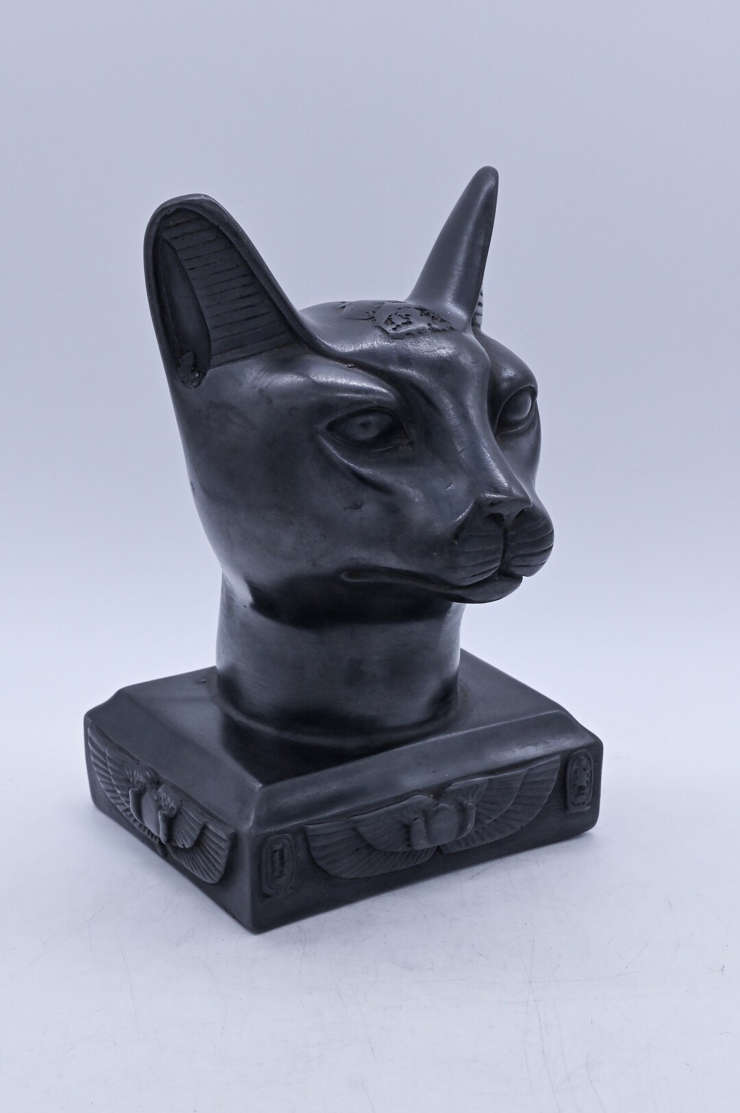 Unique Statue of Egyptian Goddess Cat Bastet Head 3 Size Black Made in ...