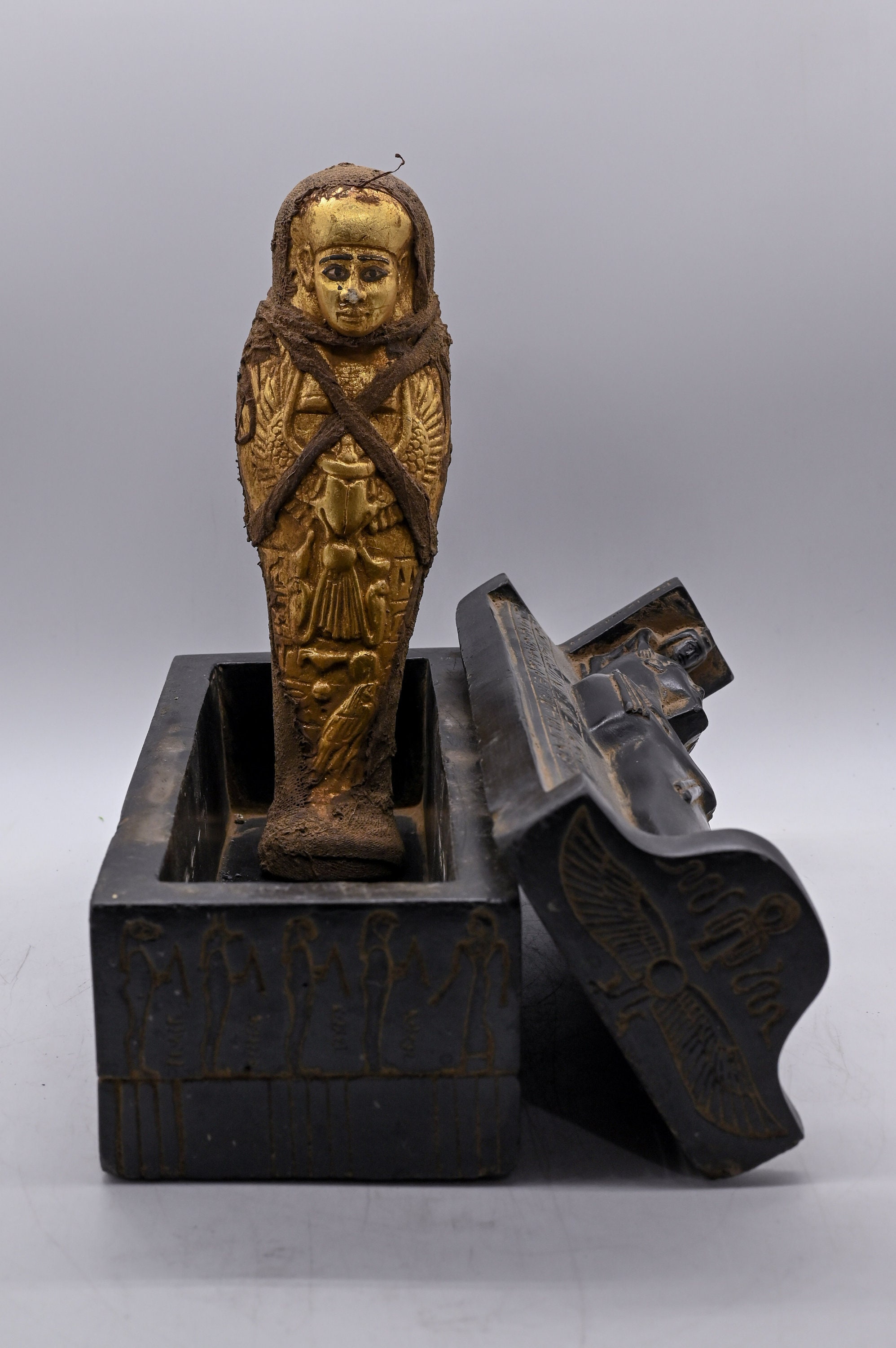 Unique Box Mummy Inside a Coffin Pharaonic Inscriptions Painted ...