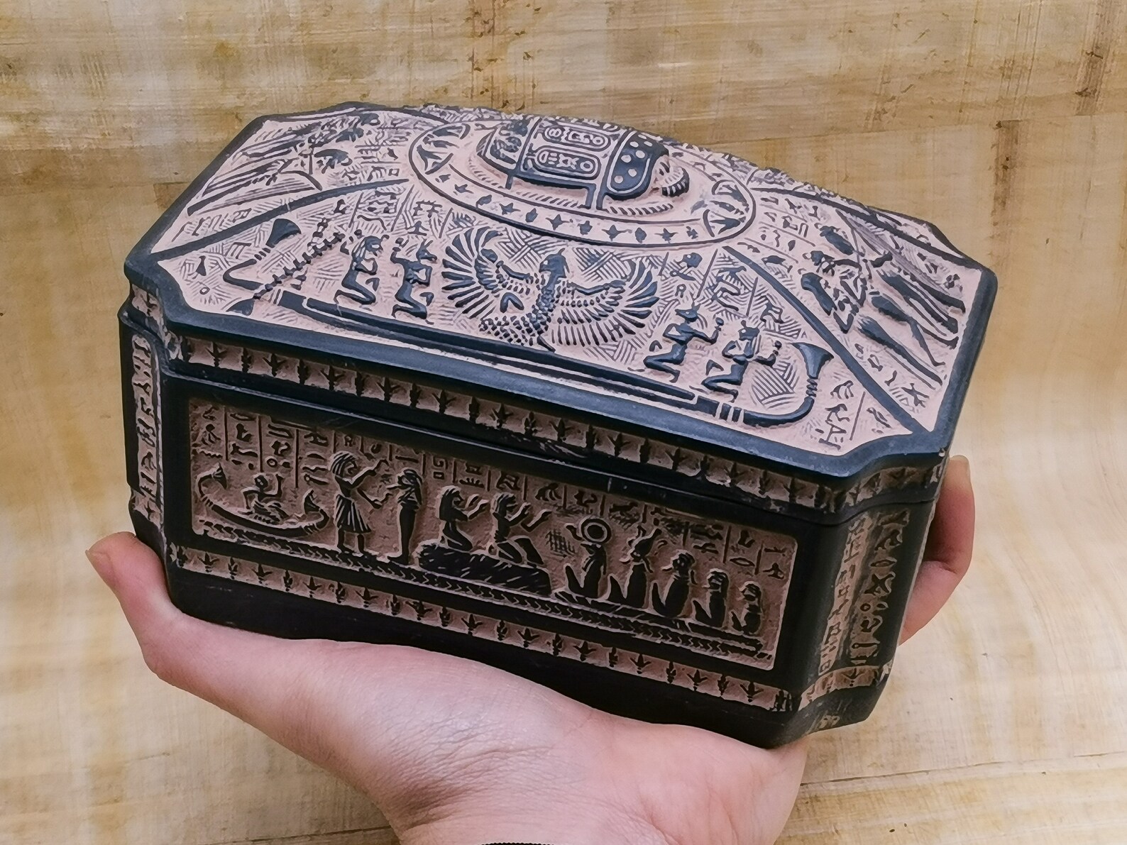 Unique Egyptian Art Box Heavy Decorative Include Sphinx | Etsy