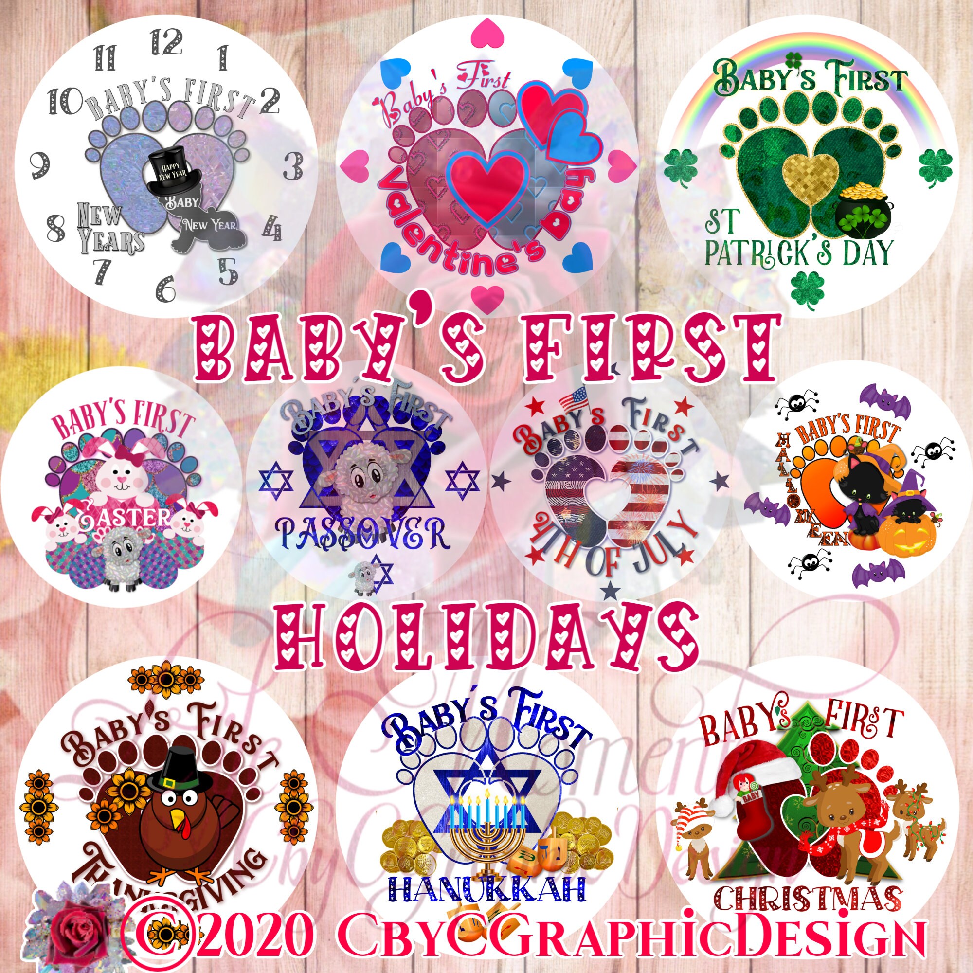 First Year of Life Milestone Stickers, Months Old, First Holidays and ...