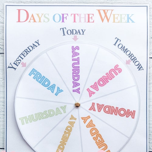 Days of the Week Wheel Learning Preschool Homeschool | Etsy