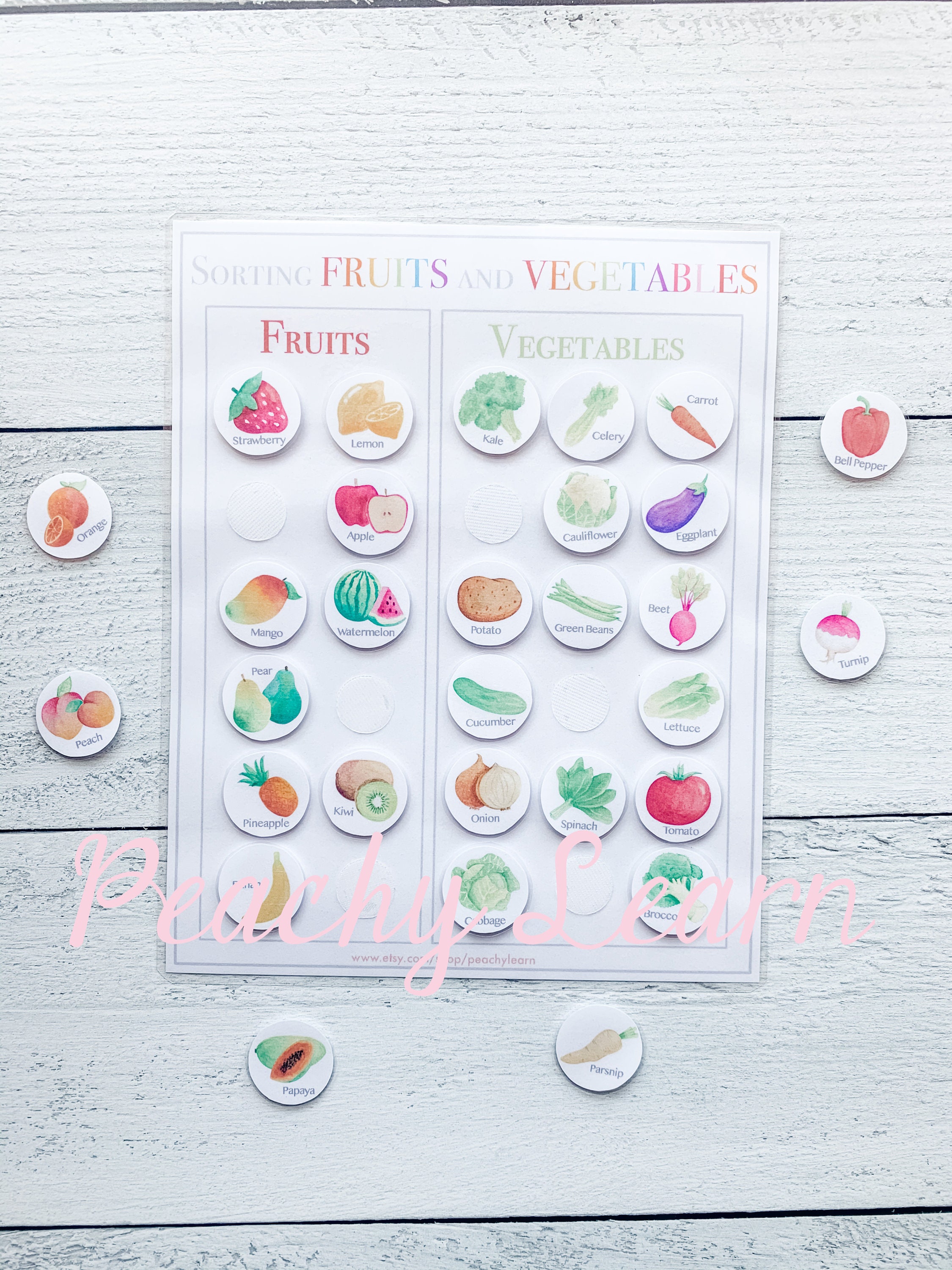 Fruits and Vegetables Printable Sorting Learning Time, Preschool ...