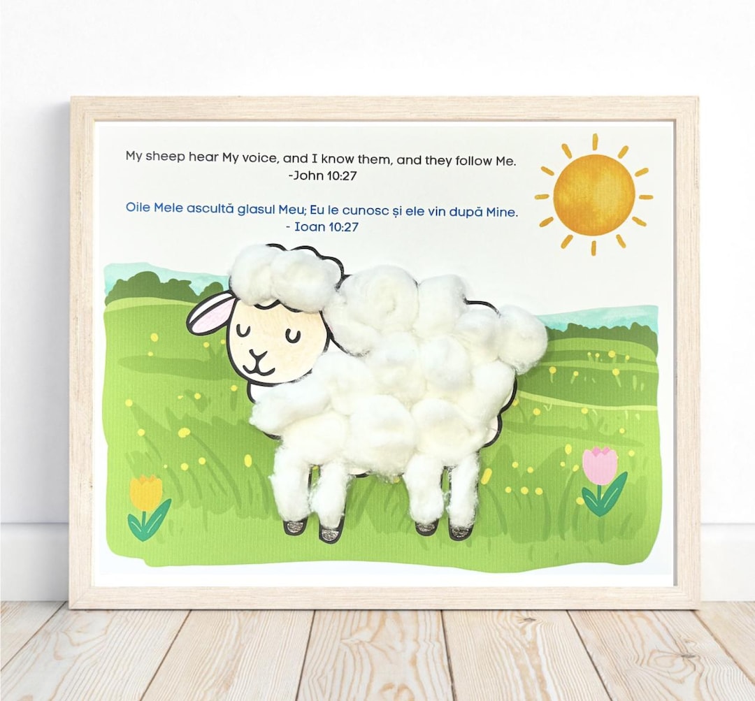 Cotton Ball Sheep Craft, Sheep Coloring Activity, Kids Sunday School ...