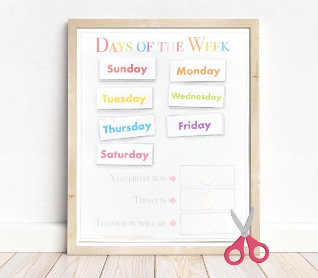 Days of the Week Learning Printable: Homeschool Education (digital ...