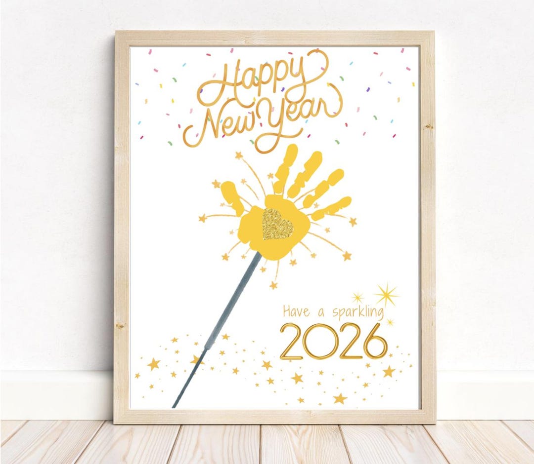 New Year Handprint, Sparkler Handprint Craft, Children New Year ...
