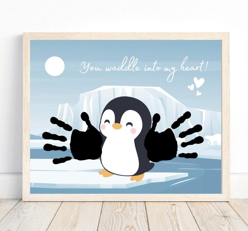 Penguin Hug Winter Handprints, Penguin Love, Children Winter Activity ...