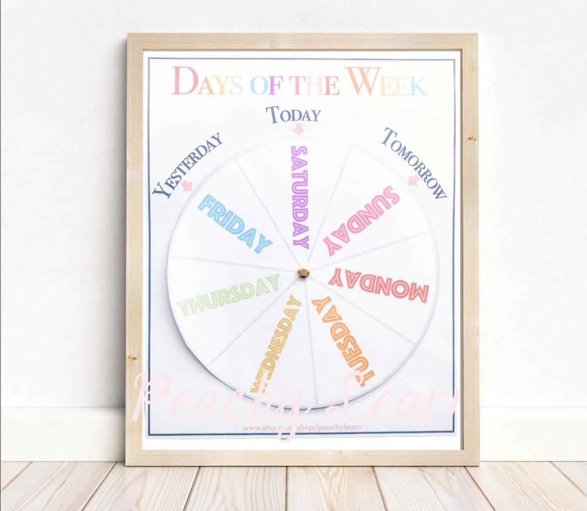Days of the Week Wheel, Learning, Preschool, Homeschool, Educational ...