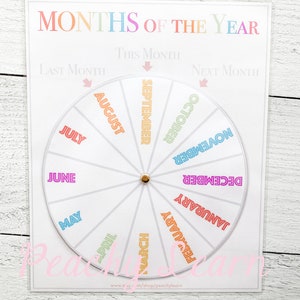 Months of the Year Wheel, Learning, Preschool, Homeschool, Educational ...