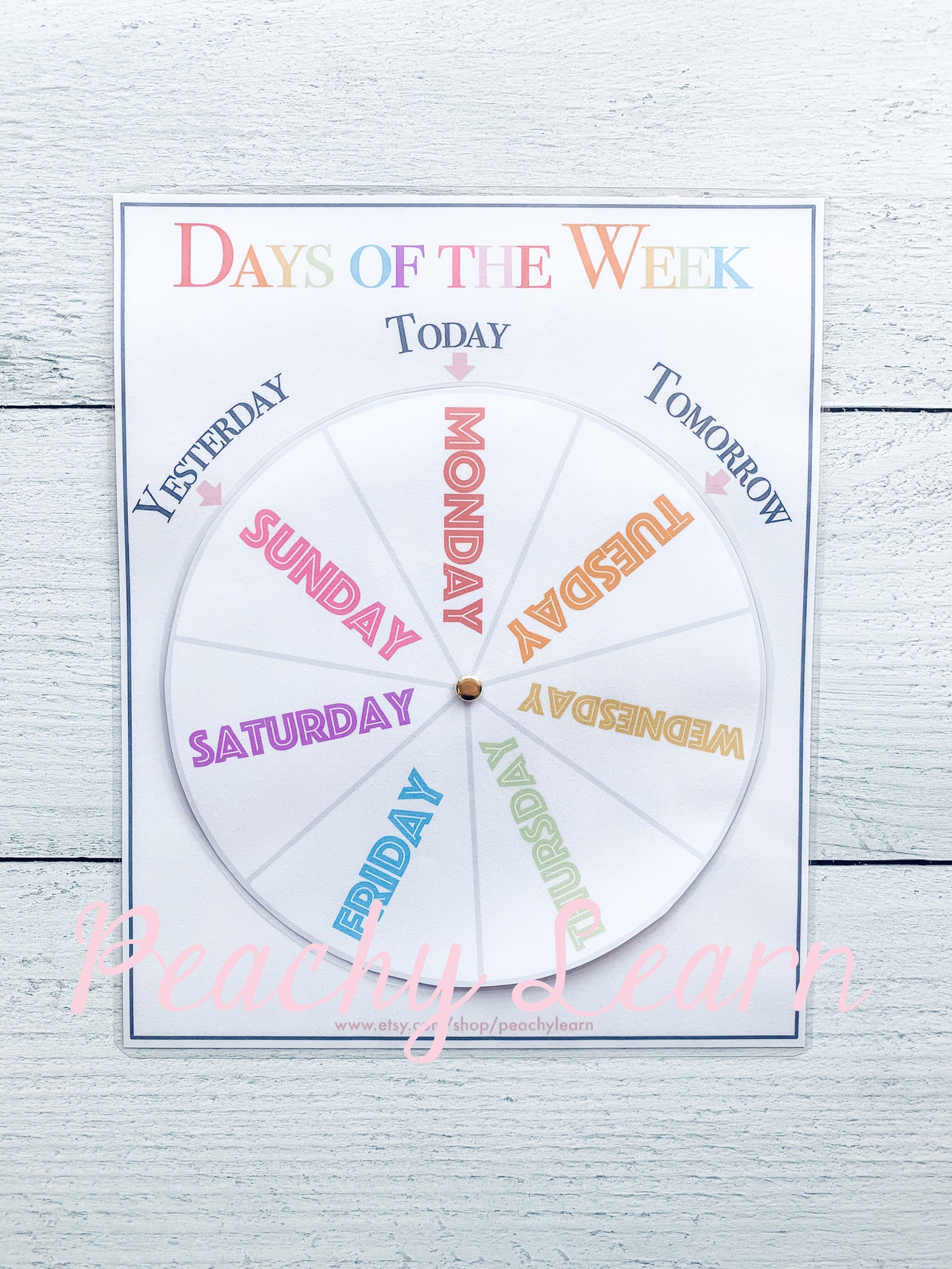 Days of the Week Wheel, Learning, Preschool, Homeschool, Educational ...