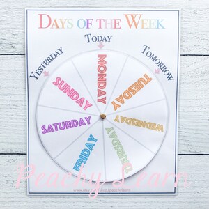 Days of the Week Wheel, Learning, Preschool, Homeschool, Educational ...