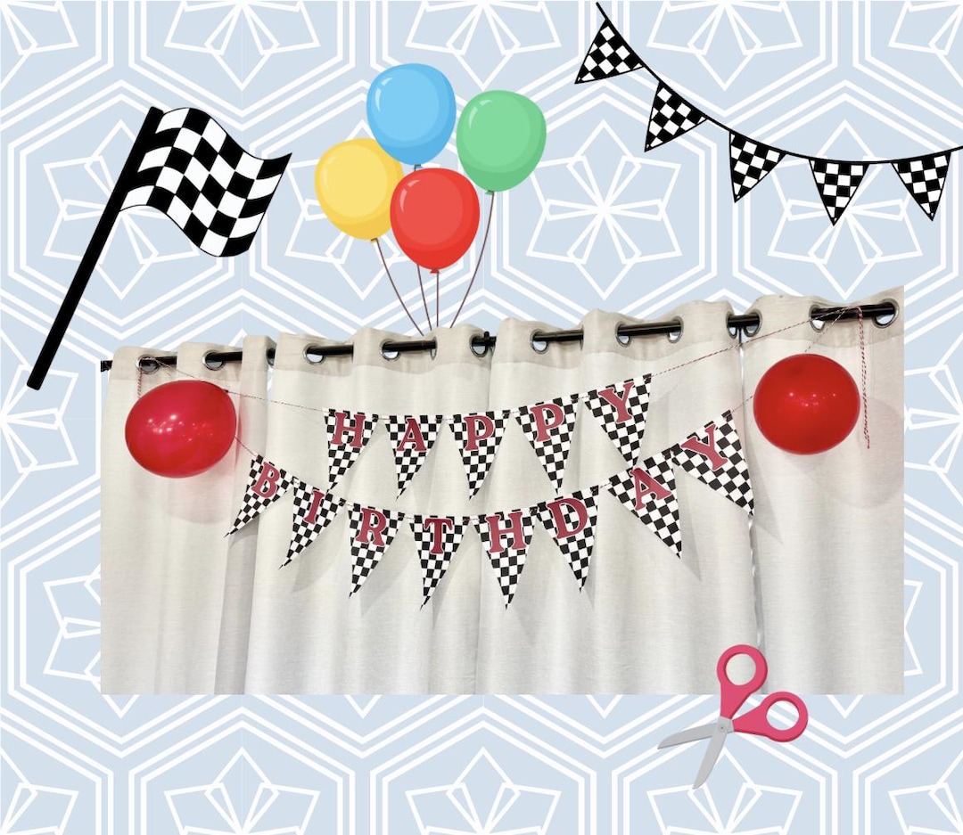 Printable Raceway Happy Birthday Banner, Digital File, DIY Birthday ...