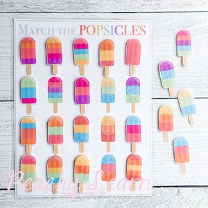 Popsicles Matching, Memory Game, Learning, Preschool, Homeschool ...