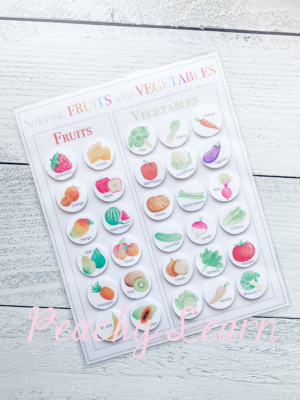 Fruits and Vegetables Printable Sorting Learning Time, Preschool ...