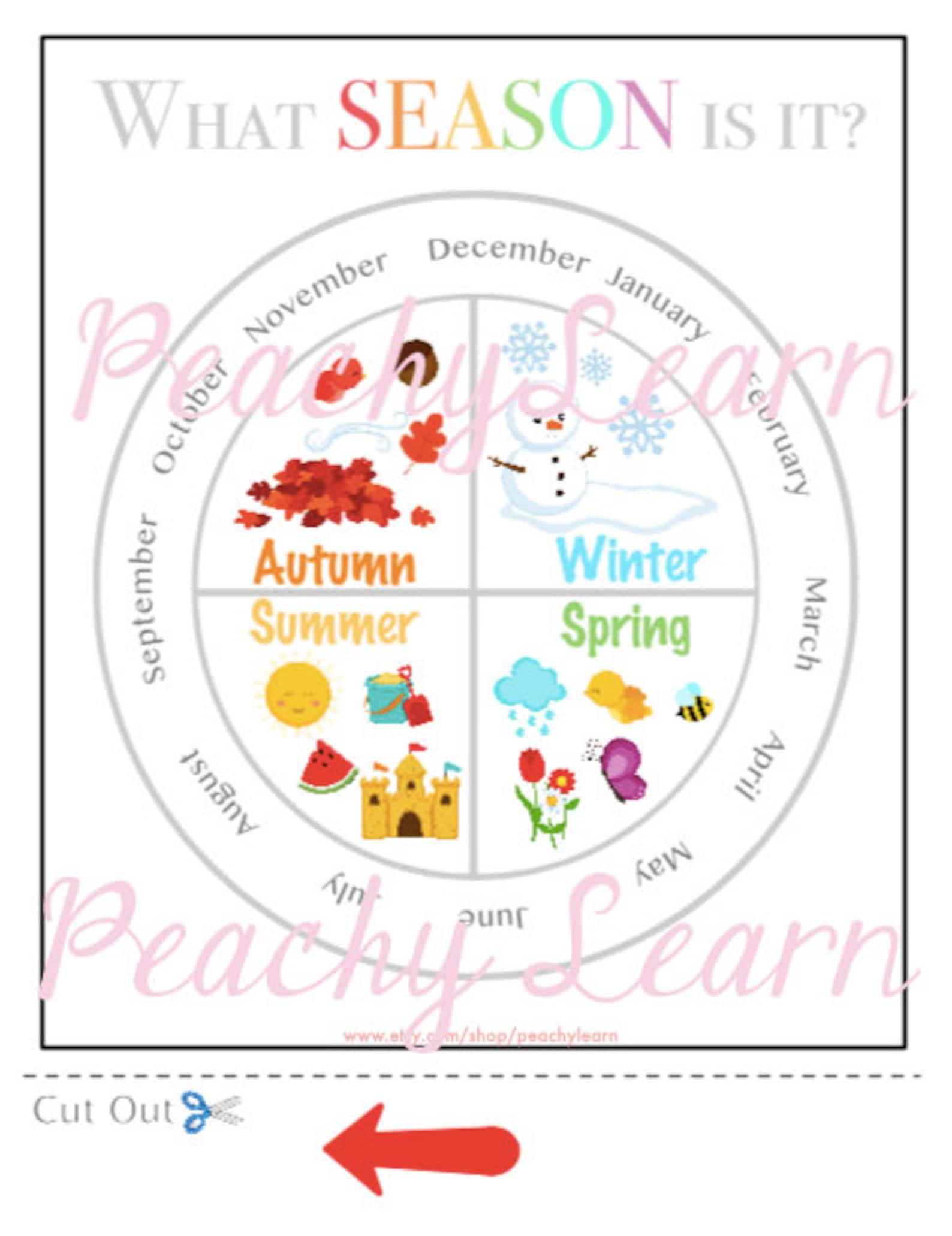 Four Seasons Printable Wheel Circle Learning Time, Preschool ...