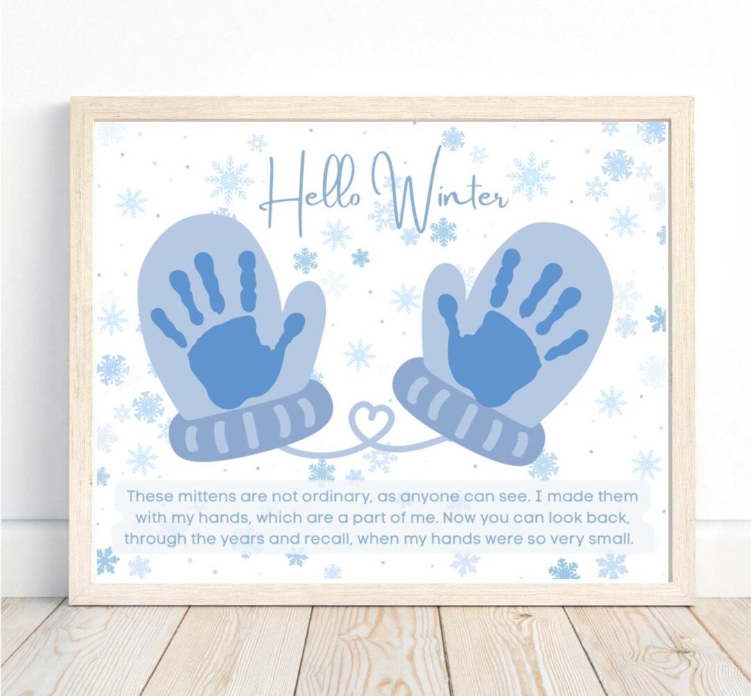 Winter Mittens Handprint, Handprint Poem Craft, Children Winter ...