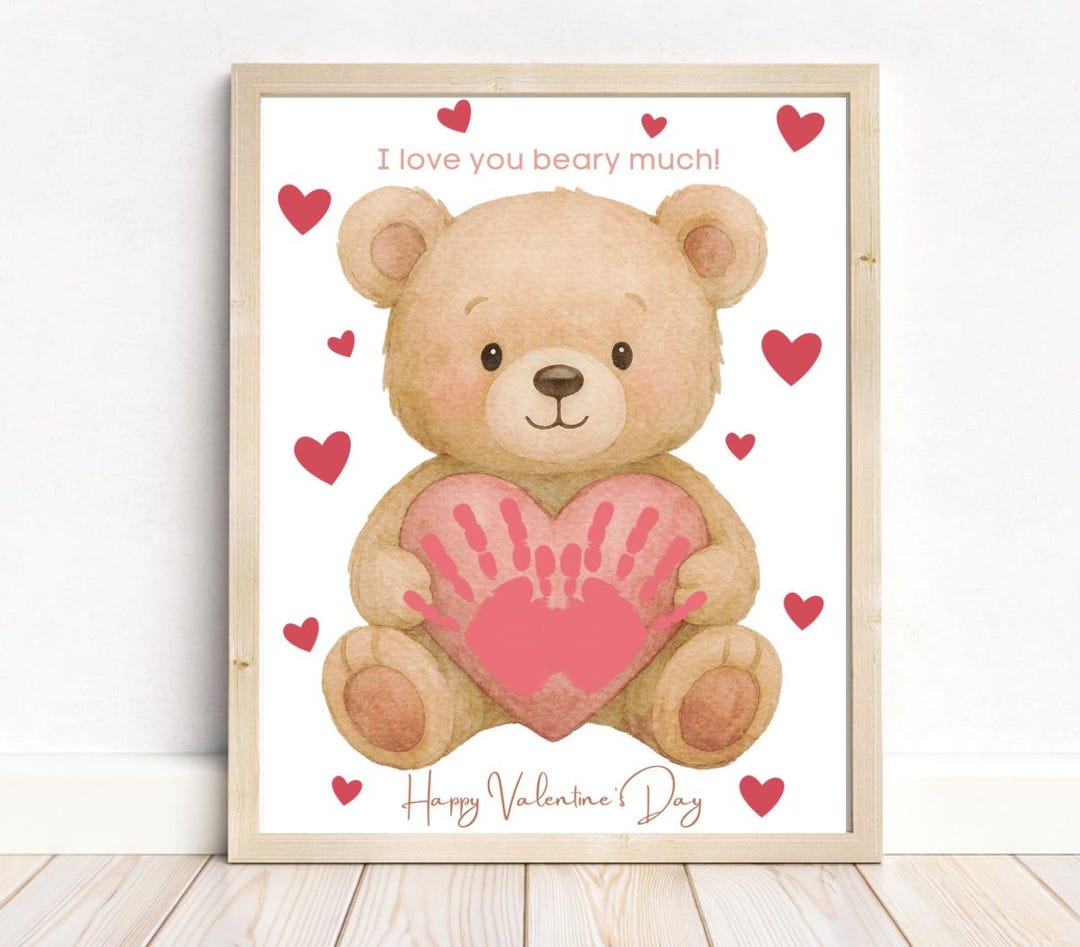 I Love You Beary Much Handprints, Valentine's Day Handprint Craft ...