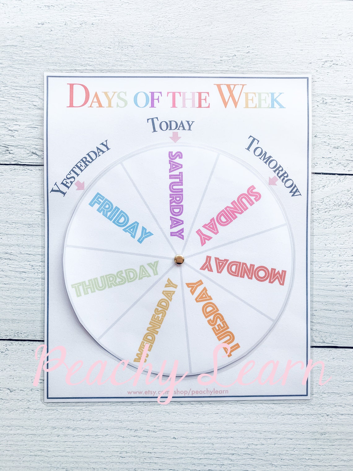 Days of the Week Wheel, Learning, Preschool, Homeschool, Educational ...