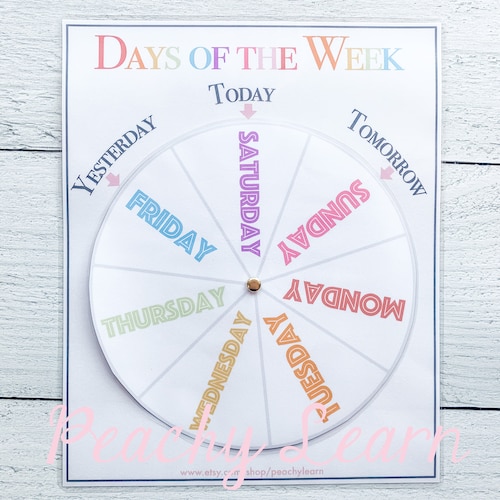 Days of the Week Wheel Learning Preschool Homeschool - Etsy
