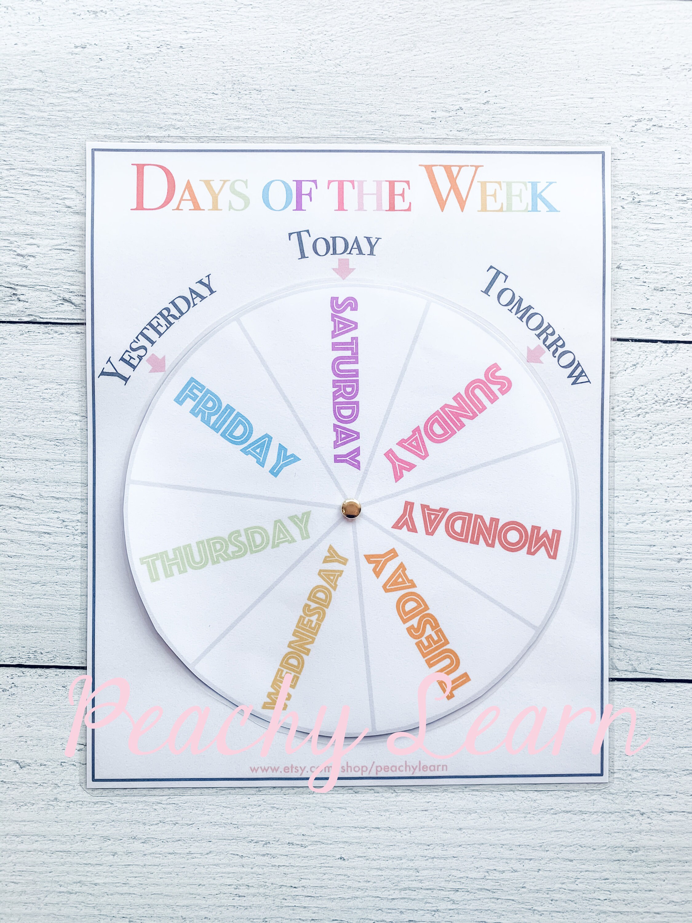 Days of the Week Wheel, Learning, Preschool, Homeschool, Educational ...