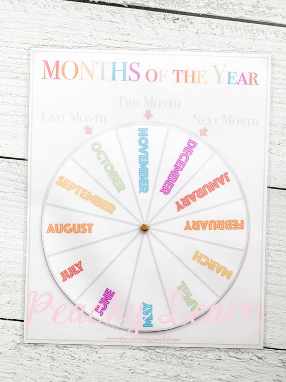 Months of the Year Wheel Learning Preschool Homeschool | Etsy