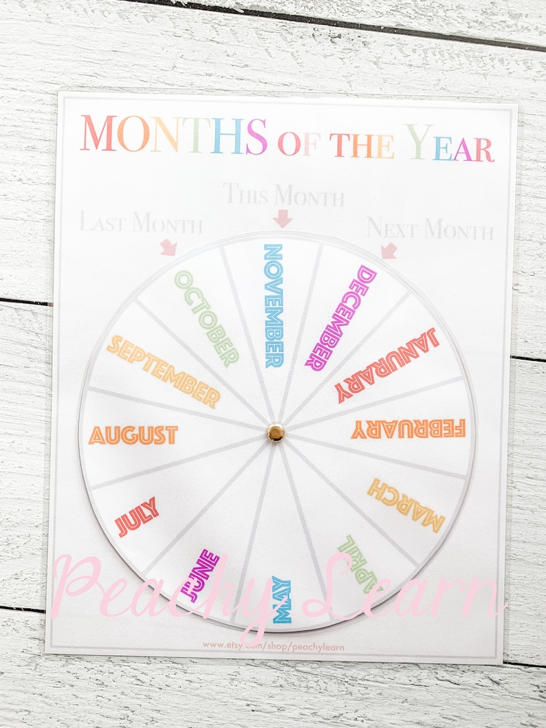 Months of the Year Wheel, Learning, Preschool, Homeschool, Educational ...