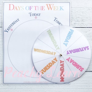 Days of the Week Wheel, Learning, Preschool, Homeschool, Educational ...