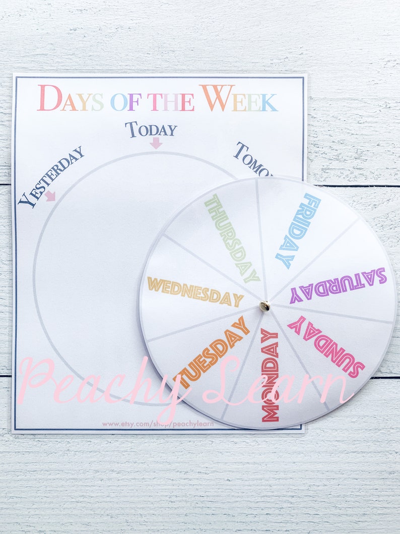 Days of the Week Wheel, Learning, Preschool, Homeschool, Educational ...