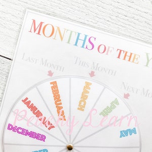 Months of the Year Wheel, Learning, Preschool, Homeschool, Educational ...