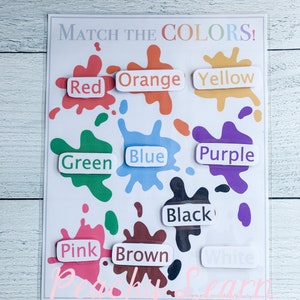Color Matching Game: Preschool Learning Activity (digital Download) - Etsy