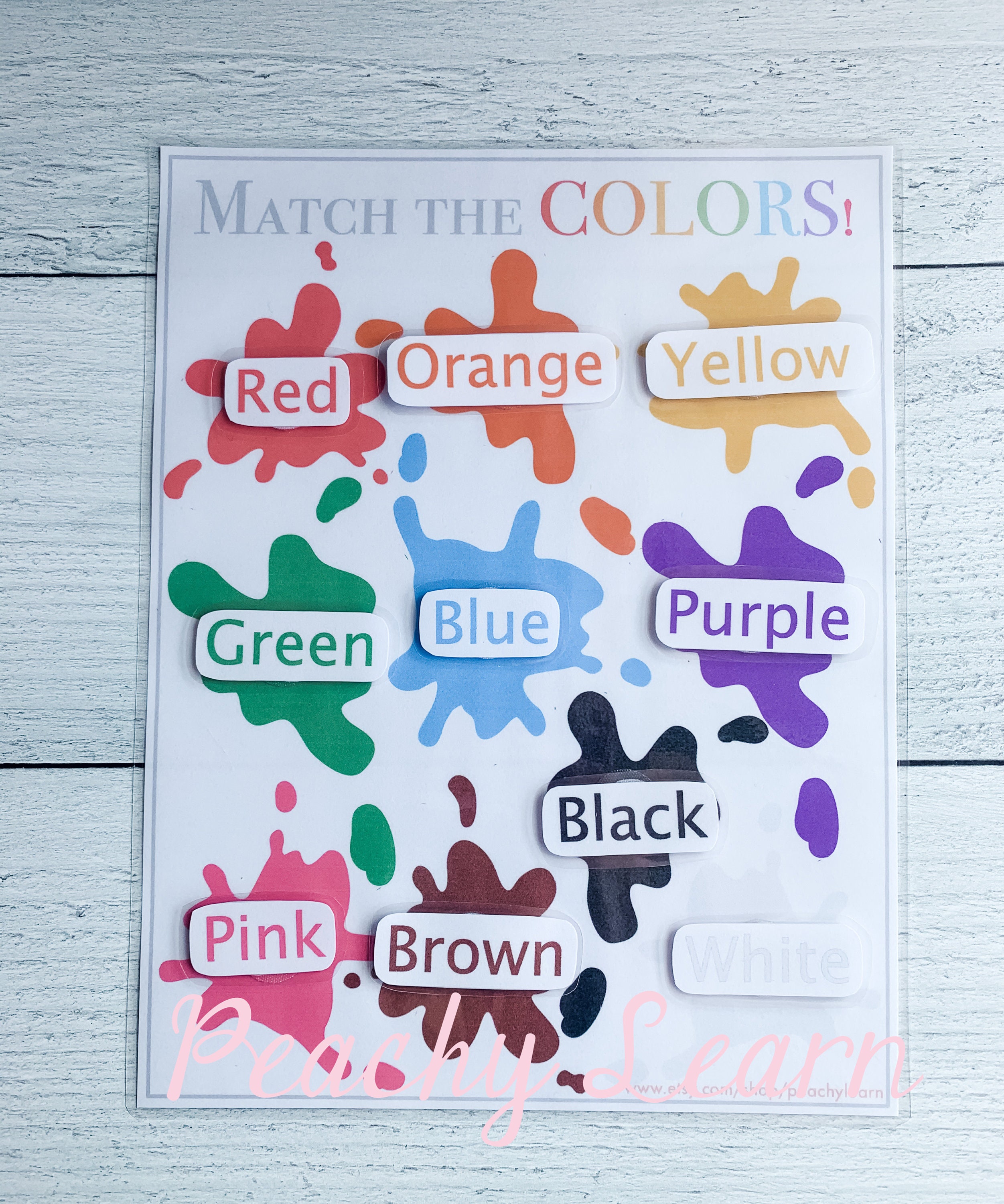 Color Matching Game: Preschool Learning Activity (digital Download) - Etsy