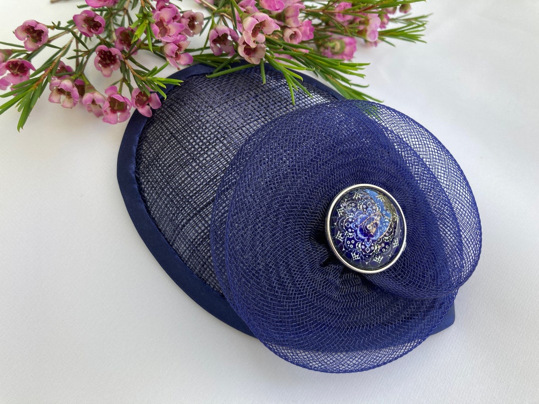Woman's Kippah - Fascinator - Navy Blue - Crinoline - Head Covering ...