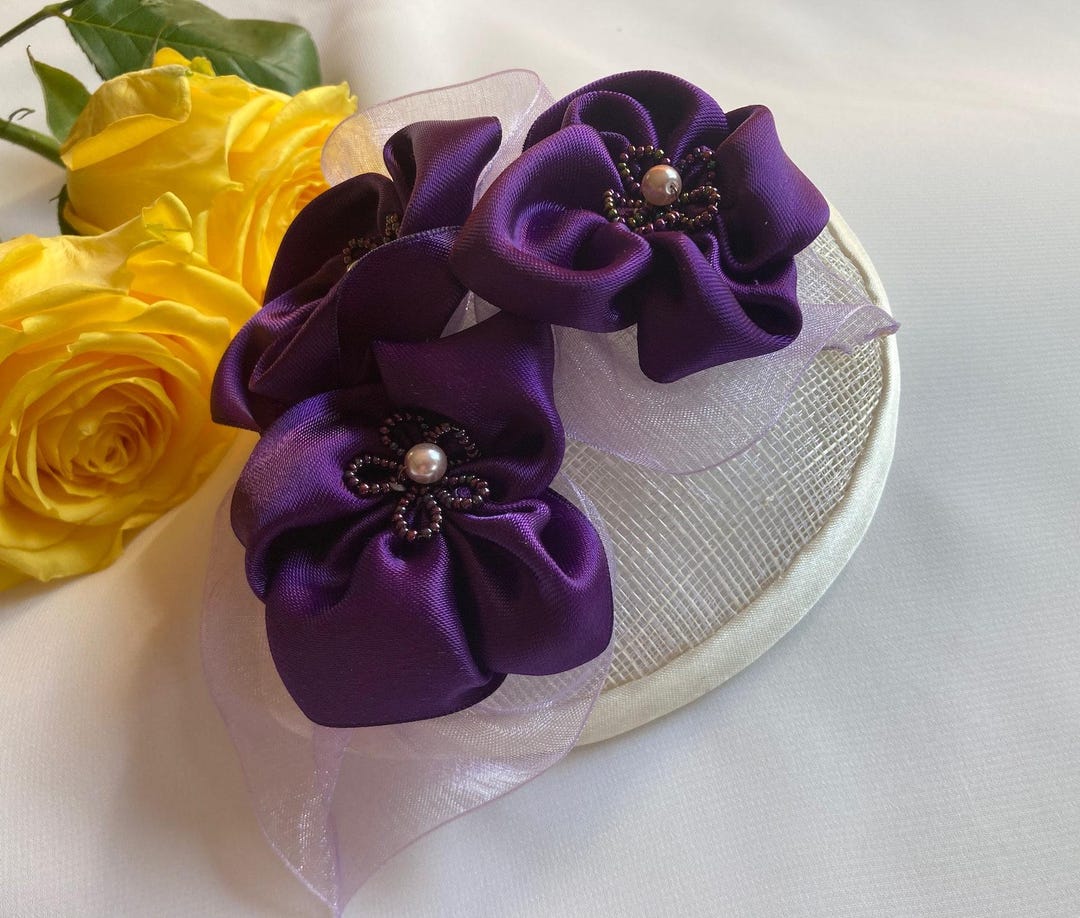 Woman's Kippah - Fascinator - Purple, Ivory - Yarmulke for Women ...