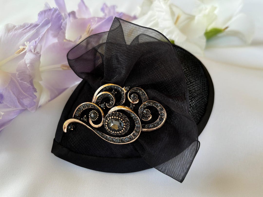 Woman's Kippah Fascinator Black Funeral, Elegant, Evening Yarmulke for ...