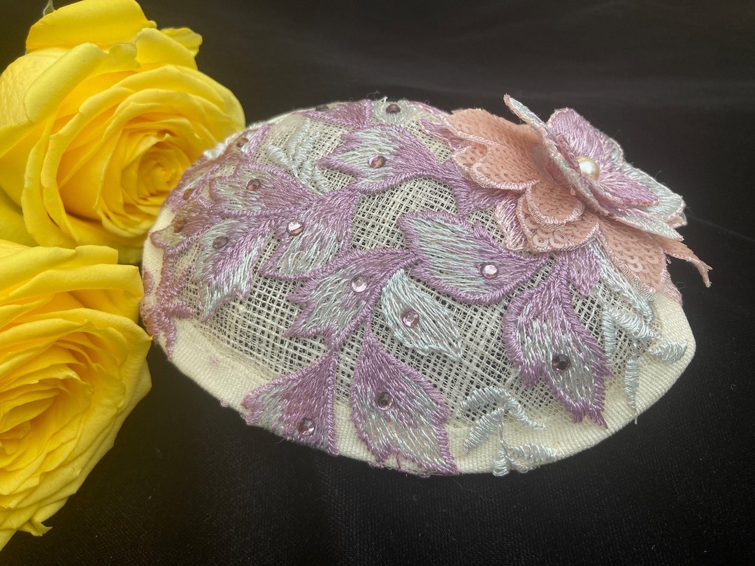 Woman's Lacey Kippah Fascinator Lavender, Pink, Light, Ivory ...