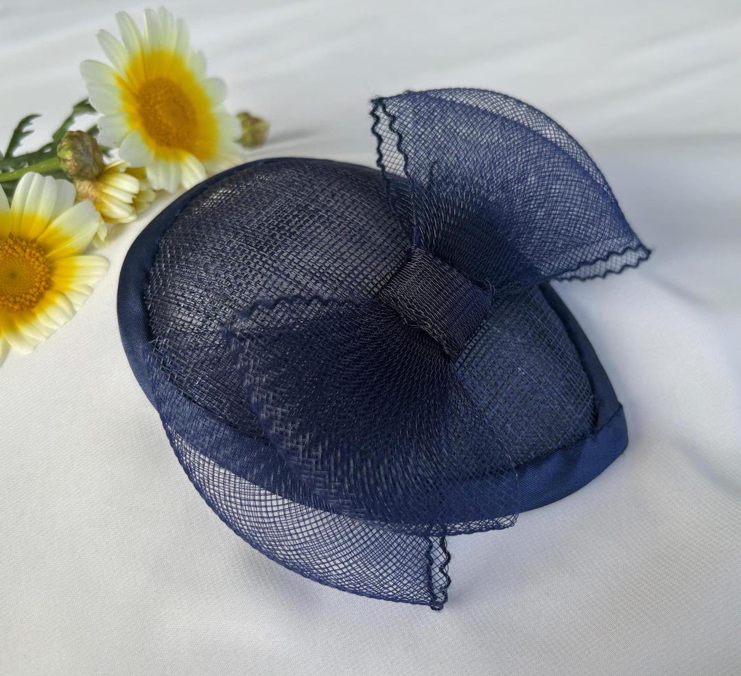 Woman's Bow Kippah - Fascinator - Navy Blue - Crinoline - Yarmulke for ...