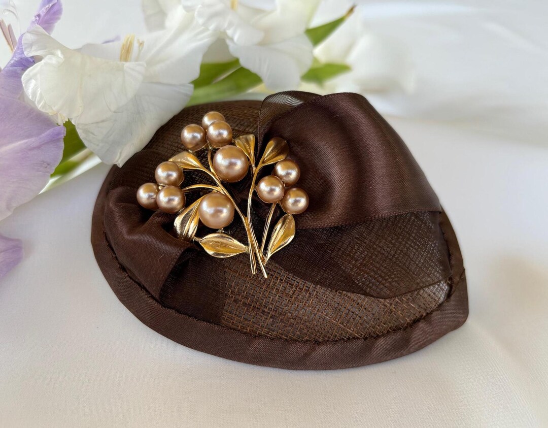 Woman's Kippah - Fascinator - Brown - Handmade - Leafy Yarmulke for ...