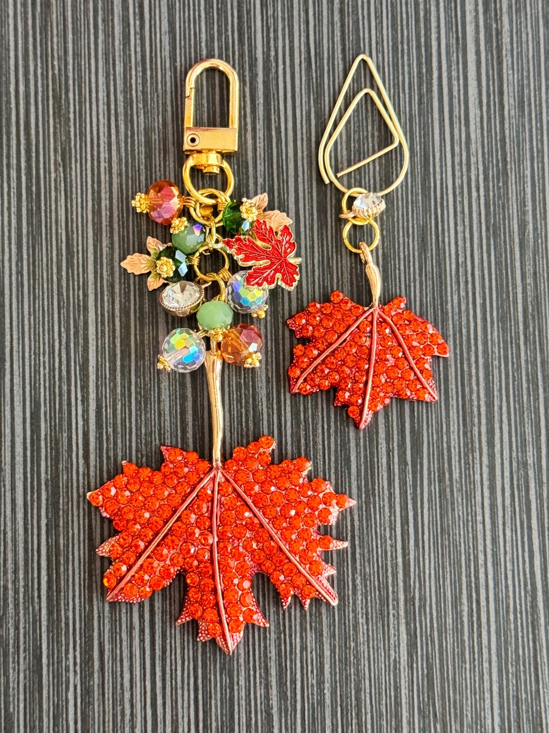 Large Fall Leaf Dangle Charm, Clasp Accessory, Clasp Charm, Paperclip ...