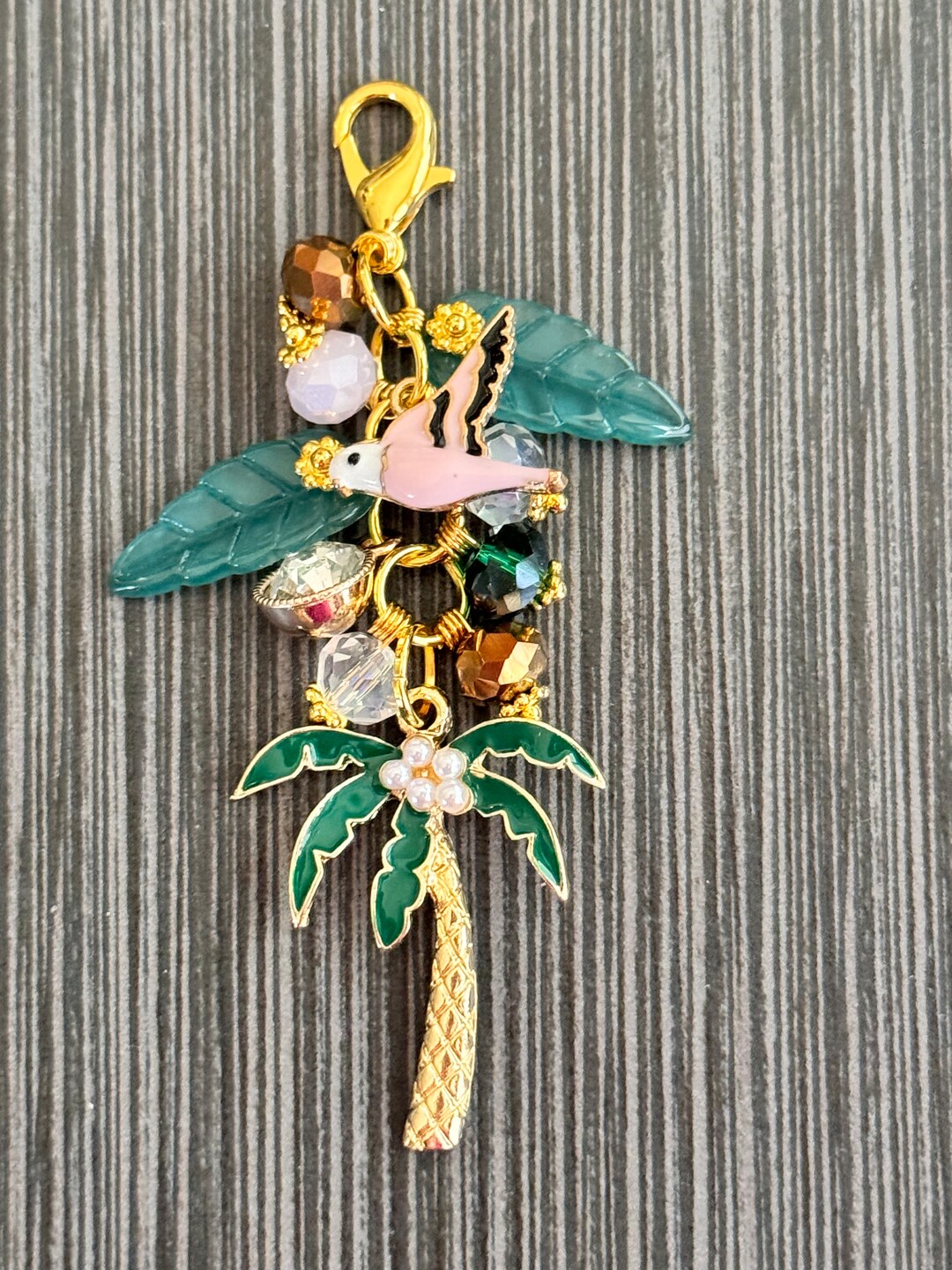 Palm Tree Dangle Charm Clasp, Clasped Charm, Dangler Charm, Clasp ...