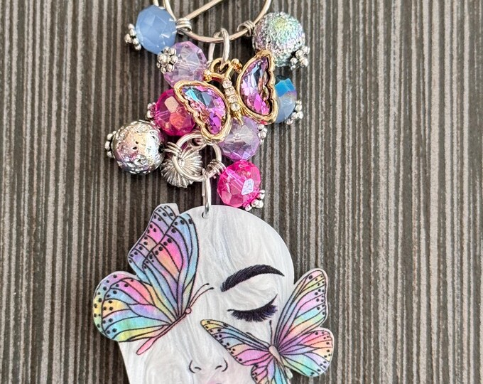 Butterfly Visage Dangle Charm Clasp OR Paperclip, Clasp Charm ...