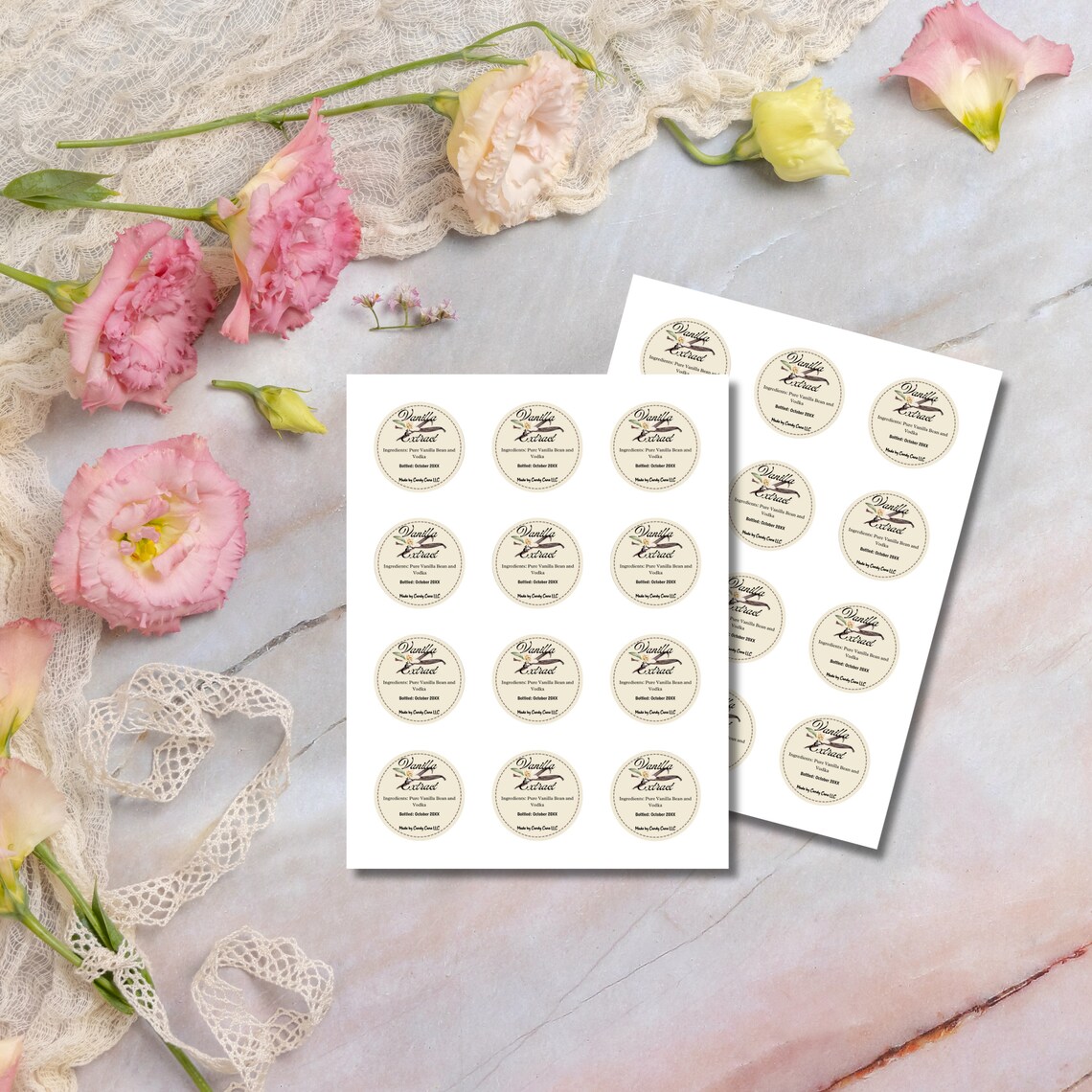Vanilla Extract Label Template - Printable Gift Sticker, Personalize ...