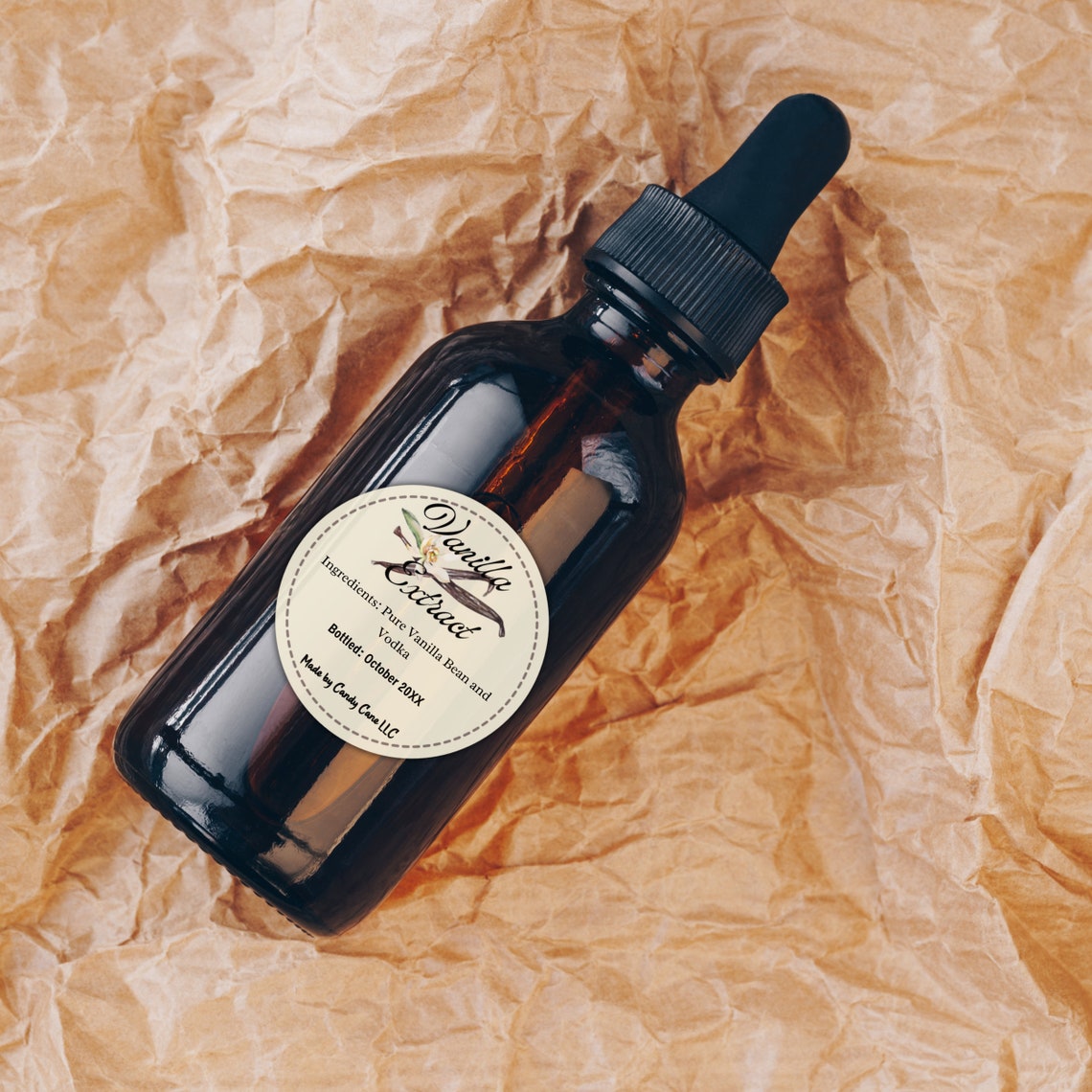 Vanilla Extract Label Template - Printable Gift Sticker, Personalize ...