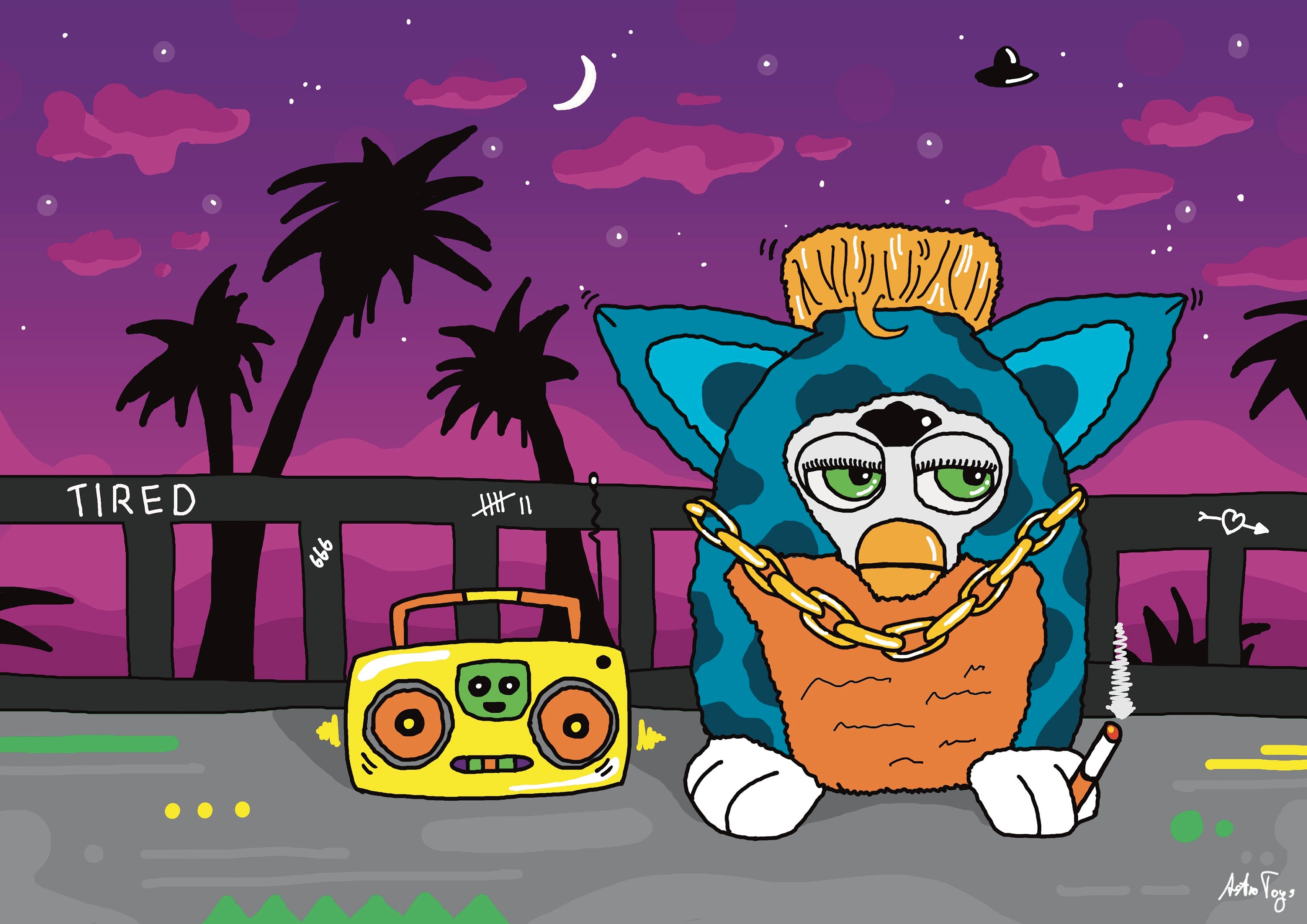 Müder Furby Digitales Kunstwerk 90er Cartoon Illustration - Etsy