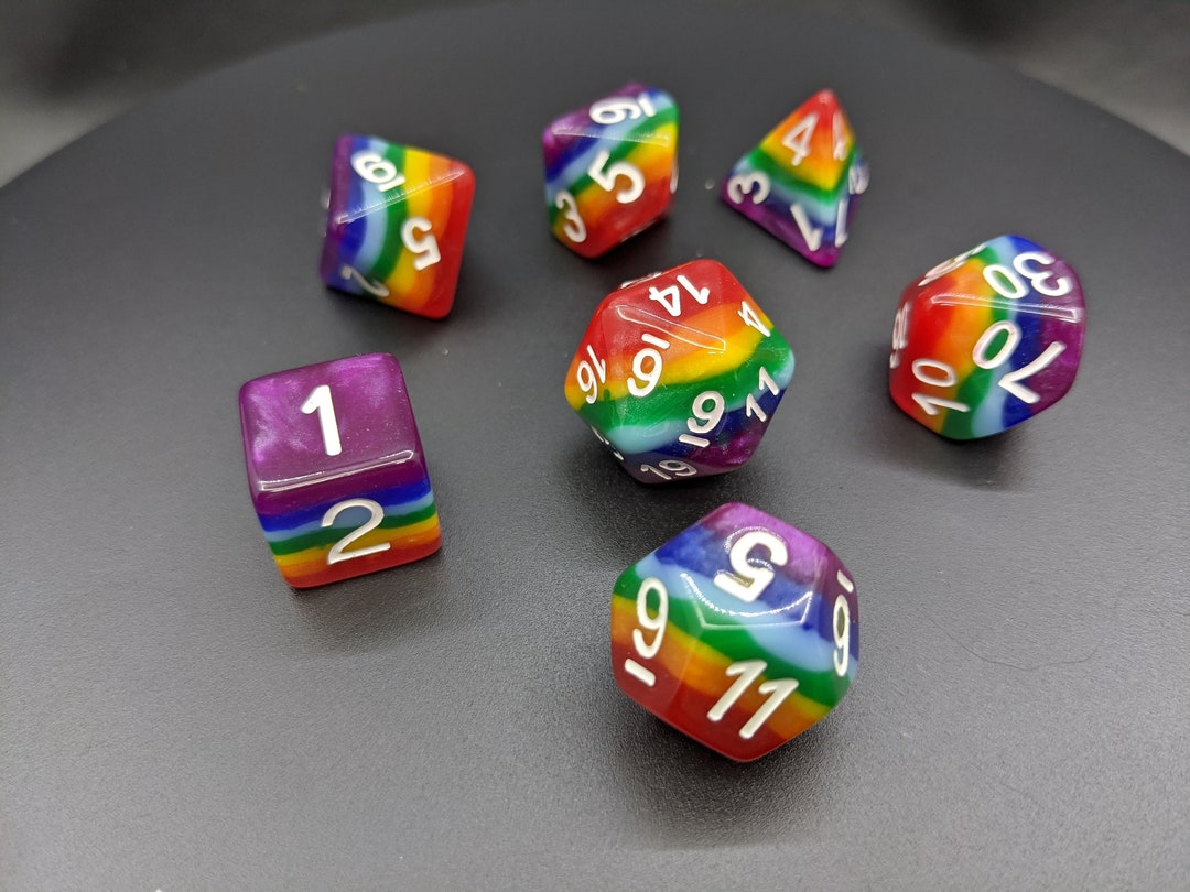 Rainbow Dice With Rainbow Dice/gift Bag - Dnd Dice Set - Polyhedral ...