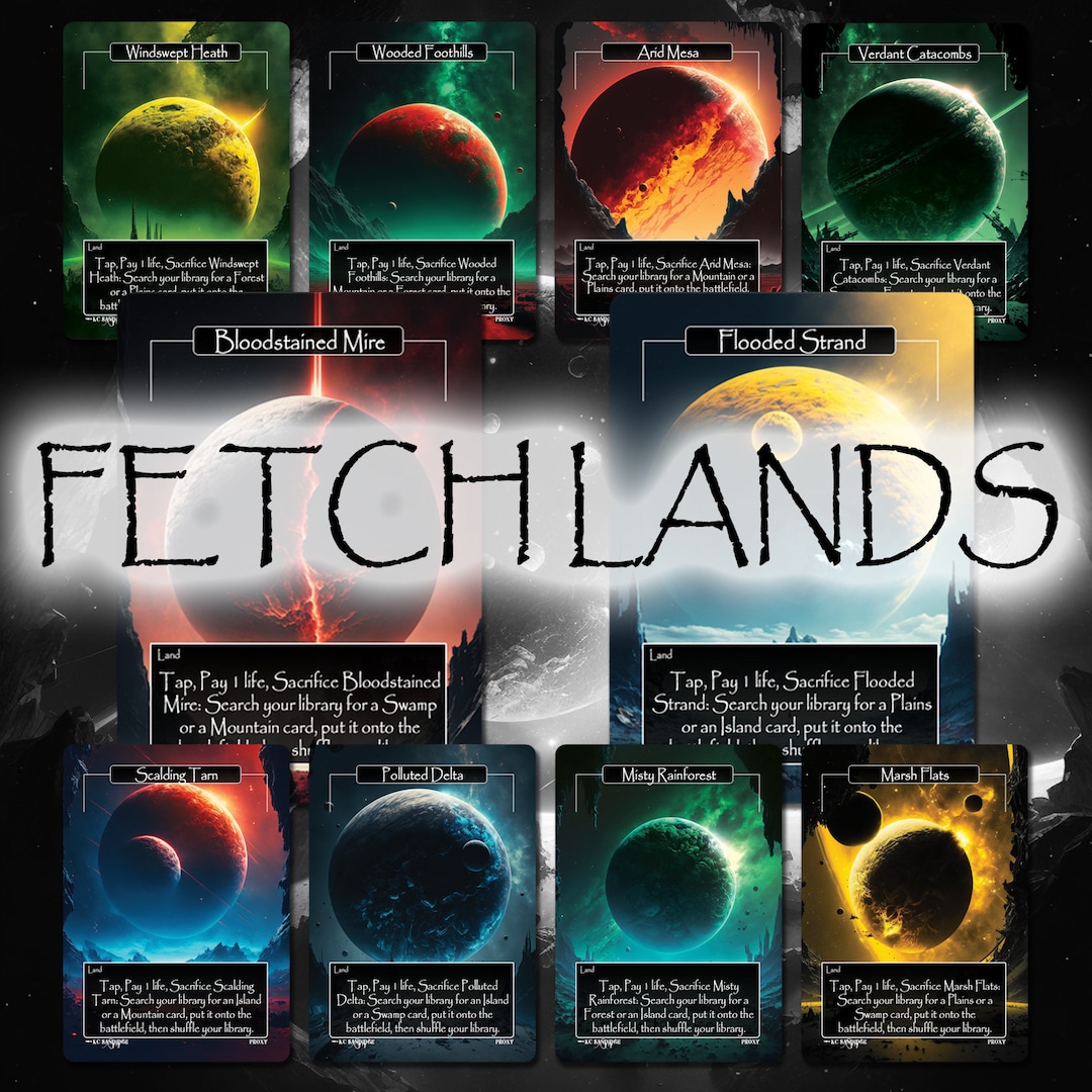Foil/holographic Fetch Lands 10 Card Pack Magic Proxies Space Themed ...